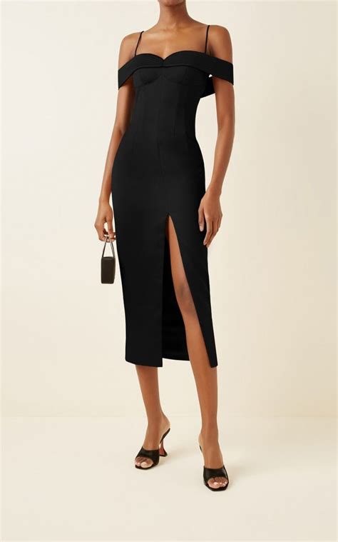 Off The Shoulder Crepe De Chine Midi Dress By Rasario Moda Operandi