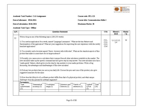 Sample Ca3 Pel121 1 It Is Mandatory Assignment Or Ca3 Of Pel 121