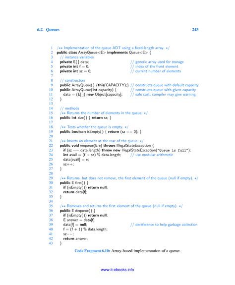 Data Structures And Algorithms In Java 27 6 Queues 243 1 ∗∗