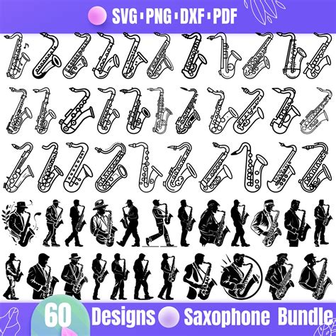 High Quality Saxophone Svg Bundle Saxophone Player Svg Saxophone Dxf