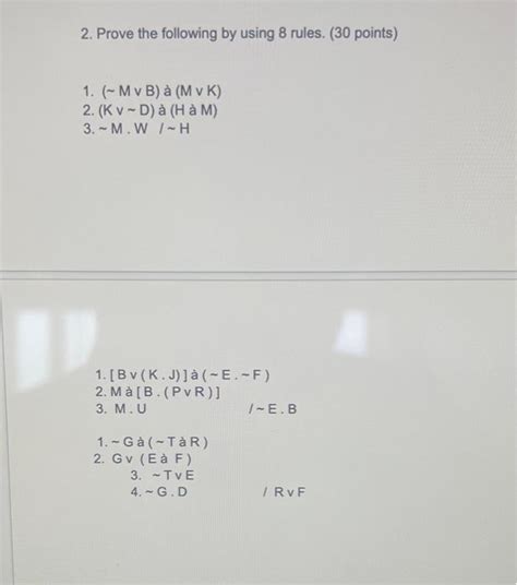 Prove The Following By Using Rules Points Chegg Com