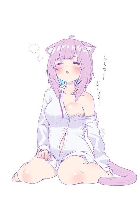 Nekomata Okayu Nekomata Okayu Oversized Shirt Hololive Commentary Request Highres