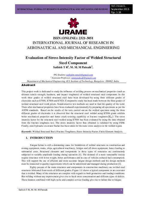 Pdf Stress Intensity In Welded Steel Components