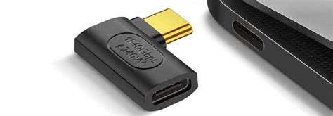 Adaptateur Usb C Femelle Vers Usb C Mâle Coudé 240w 40 Gbps Noir