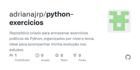 Github Adrianajrppython Exercicios Repositório Criado Para Armazenar Exercícios Práticos De