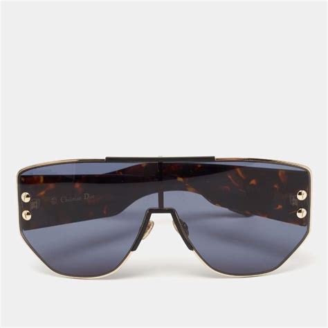 Dior Blackhavana Browngold Blue 000a9 Dior Addict1 Shield Sunglasses