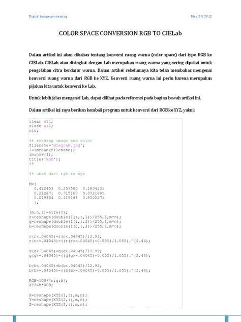 Color Space Conversion Rgb To Cielab Pdf Metode And Bahan Ajar Komputer
