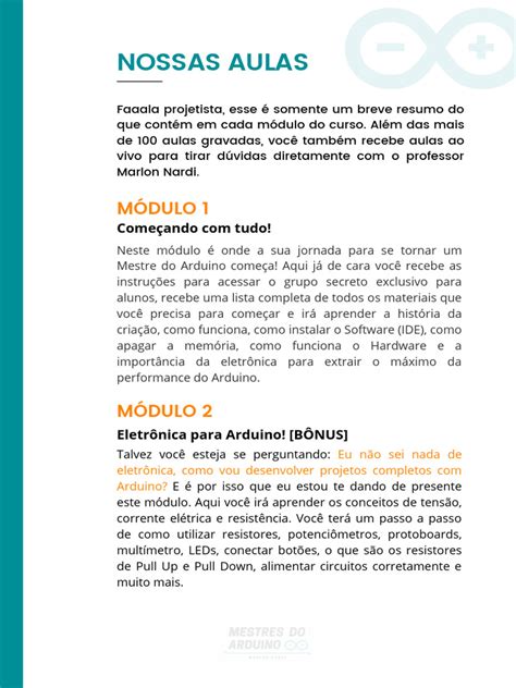 Conteúdo Programático Mestres Do Arduino Marlon Nardi Pdf Arduino