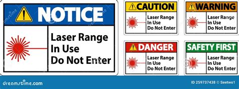 laser range in use do not enter sign stock vector illustration of