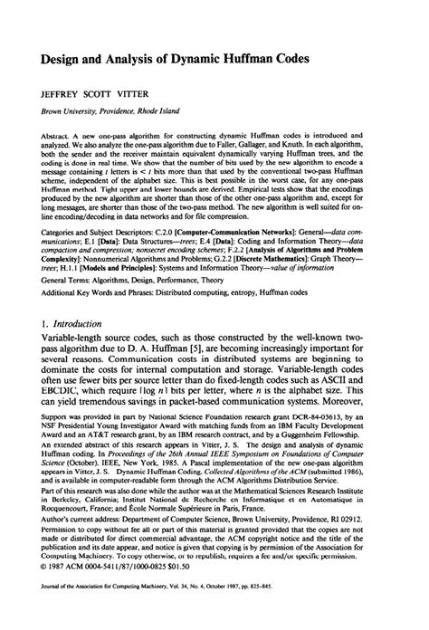 Pdf Design And Analysis Of Dynamic Huffman Codes