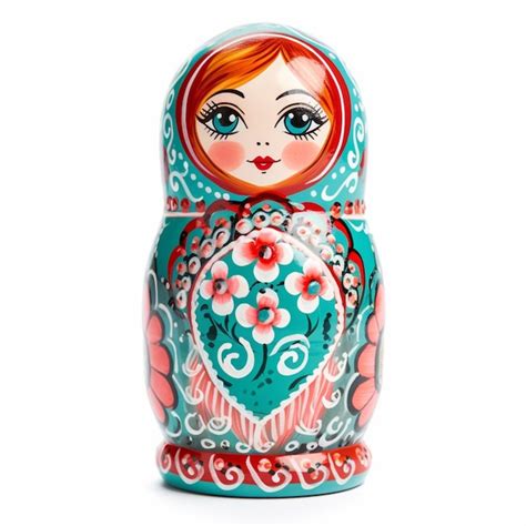Premium Photo Brightly Colored Matry Doll With Red Hair And Blue Eyes