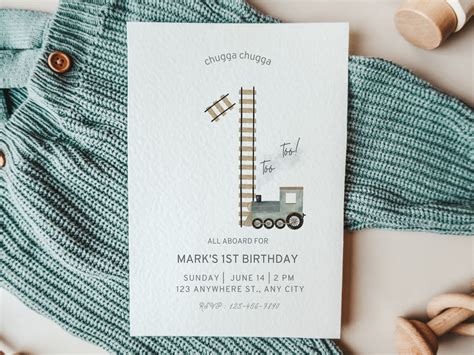 Train Birthday Invitation Modern Train Birthday Party Invitation