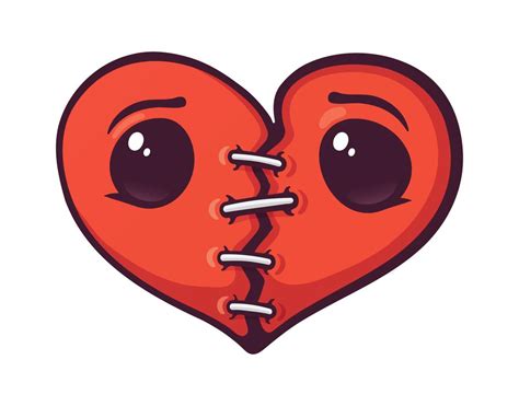 Ilustración De Dibujos Animados De Corazón Roto Con Ojos 17369154