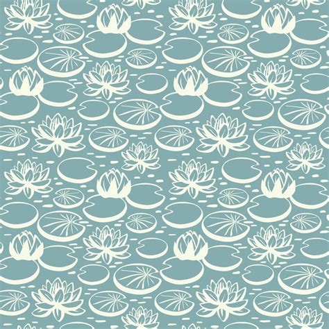 Premium Vector Seamless Pattern With Abstract Water Lilies