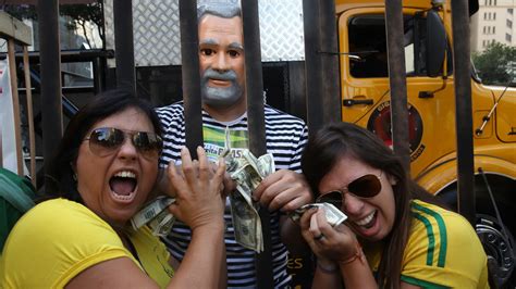 Demonstrators With The Likeness Of Brazil S Lula Da Silva