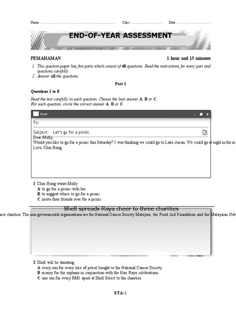 End Year Assessment Pdf Orangutan