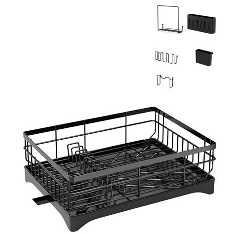 43cm Carbon Steel Kitchen Dish Drying Rack With Removable Drip Tray