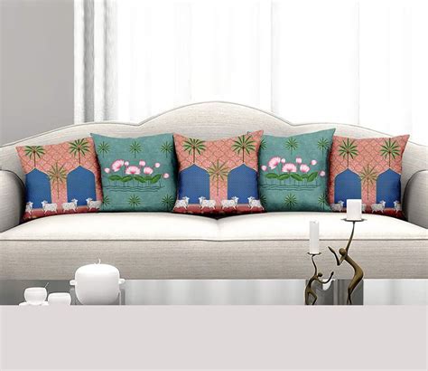 Buy Pichwai Palm Tree 16x16 Cushion Cover Set Of 5 31 Off Online