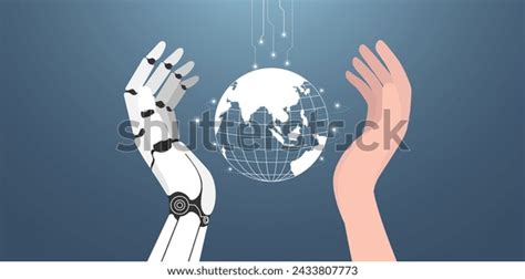 인간의 손과 Ai 로봇 손은 행성의 스톡 벡터로열티 프리 2433807773 Shutterstock