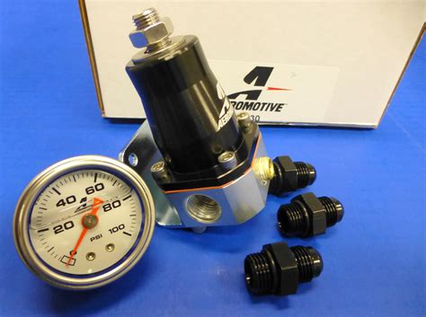 Aeromotive 13130 Fuel Pressure Regulator Gauge Fitting Combo Kit Efi