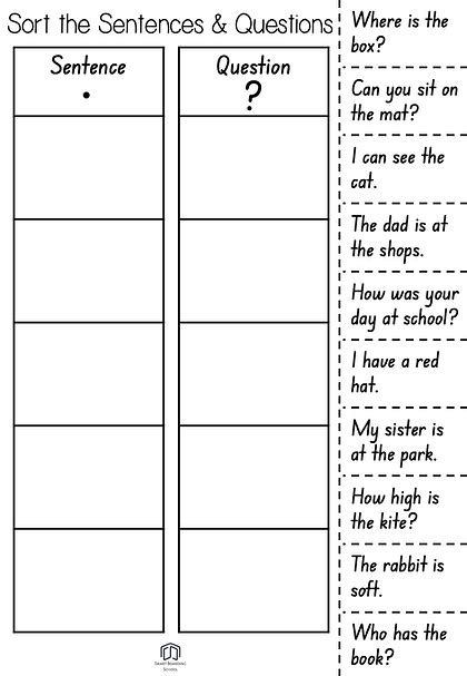 Sort The Sentences And Questions Worksheet