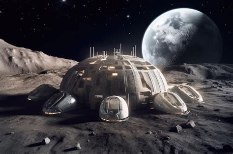 Premium Ai Image Dprinted Space Habitat Using Lunar Regolith Created With Generative Ai