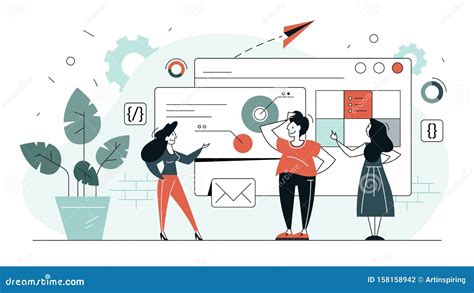 Frontend Development Web Banner Concept Website Interface Stock Vector