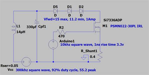 Pwm Voltage Boost Circuit Not Matching Model Large Dc Offset R