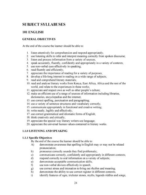 English Syllabus Pdf