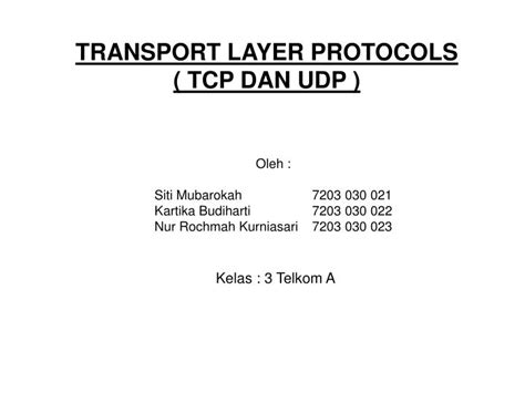 Ppt Transport Layer Protocols Tcp Dan Udp Powerpoint Presentation