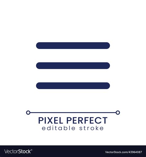 Hamburger Menu Pixel Perfect Linear Ui Icon Vector Image