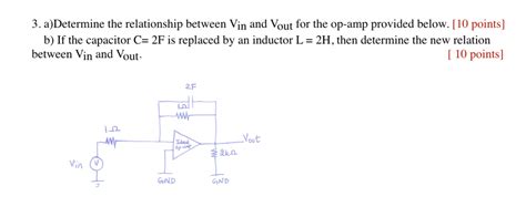Solved 3 Adetermine The Relationship Between Vin And Vout