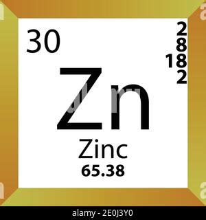 Zn Zinc Chemical Element Periodic Table Single Vector Illustration