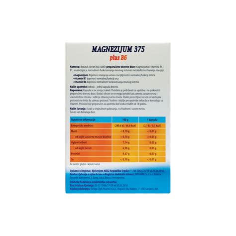 Magnezijum 375 Plus B6 30 Kapsula Markfarm Apoteka