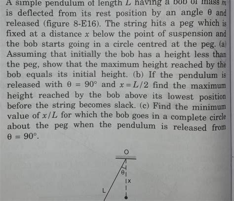 Answered A Simple Pendulum Of Length L Having A Bob Of Mass M Is Kunduz