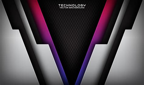 3d Black Silver Techno Abstract Background Overlap Layer On Dark Space With Blue Red Effect