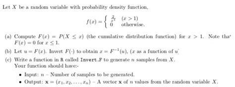 Solved Let X Be A Random Variable With Probability Density Chegg Com