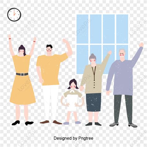 가족들이 한자리에 모여 옅은 그림을 그린 삽화 일러스트 어버이날 소녀 결혼 Png 일러스트 무료 다운로드 Lovepik