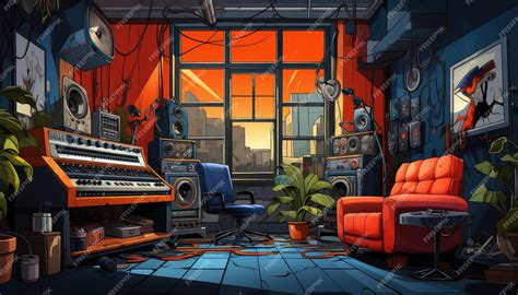 Premium Photo Music Room Background Flat Design Side View Rustic Folk