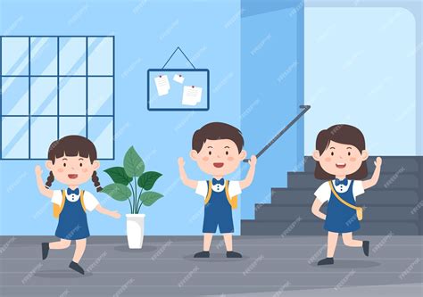 Die Schüler Verlassen Das Schulgebäude Nach Dem Unterricht Oder
