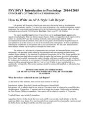 How To Write An Apa Style Lab Report Psy Y Introduction To Psychology University