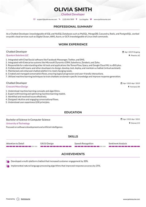 10 Chatbot Developer Resume Samples And Templates For 2025