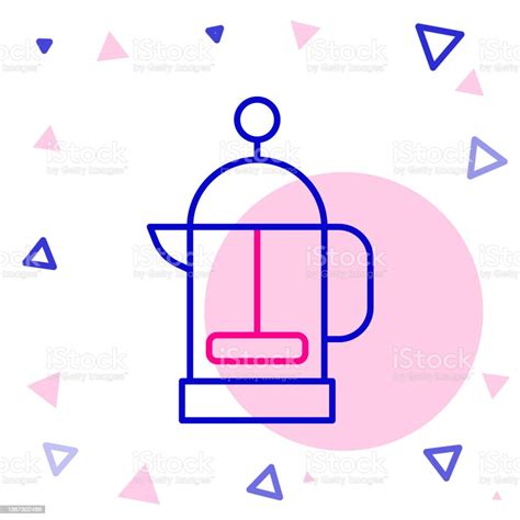 흰색 배경에 격리 된 라인 프랑스어 프레스 아이콘 다채로운 개요 개념 벡터 다중 색상에 대한 스톡 벡터 아트 및 기타 이미지