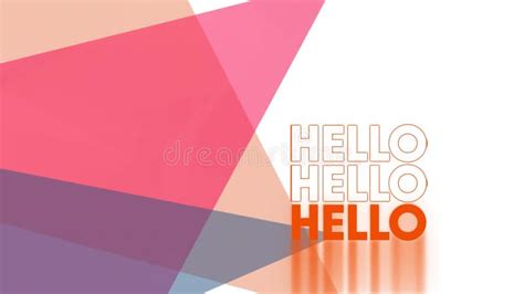 Hello Text Animation Over Colorful Geometric Shapes On White Background Stock Video Video Of