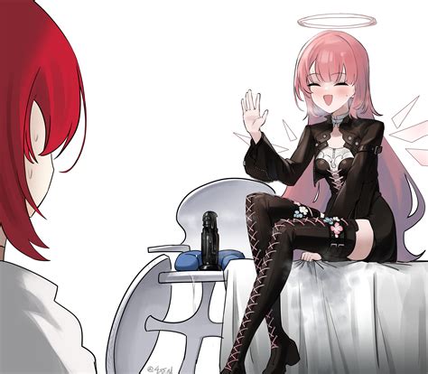 Rule 34 2girls Arknights Black Jacket Black Thighhighs Closed Eyes Dildo Exusiai Arknights