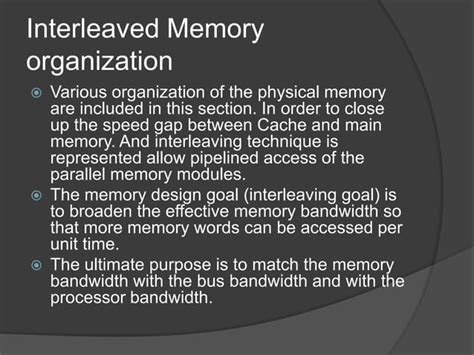memory interleaving and low order interleaving and high interleaving ppt
