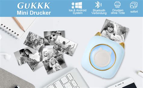Gukkk Mini Photo Printer Mobile Portable With Seven Colours Led
