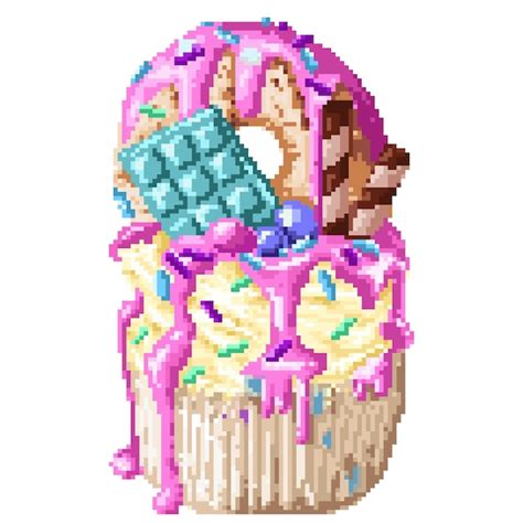 Premium Vector Hand Drawn Pixelated Cupcake