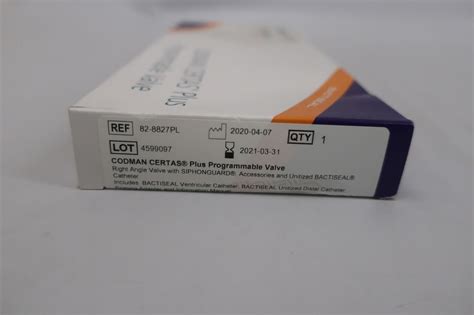 New Codman 82 8827pl Certas Siphonguard Bactiseal Plus Programmable