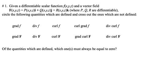 solved a 1 given a differentiable scalar function f x y z